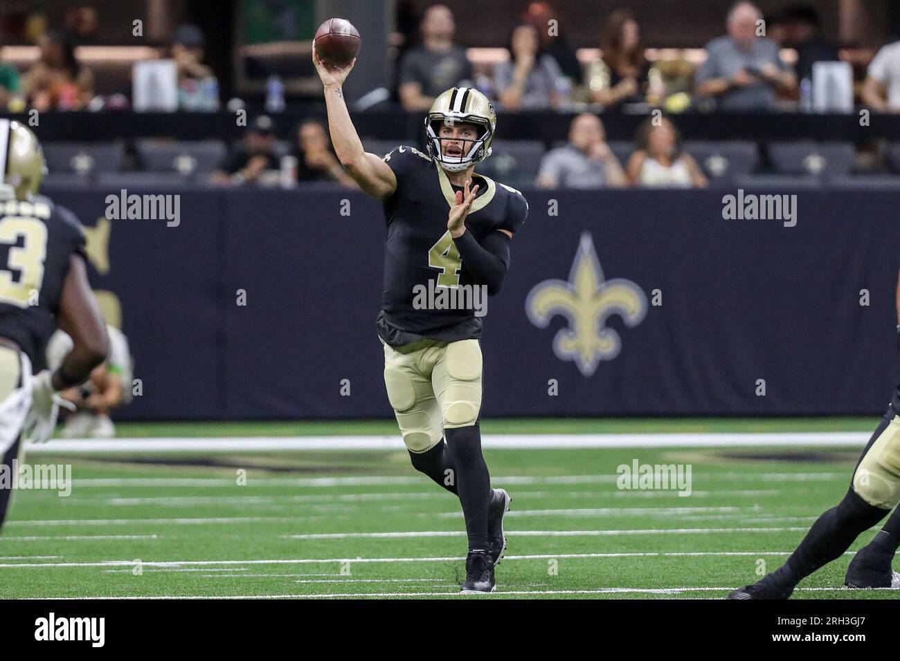 New Orleans, USA. August 13, 2023: New Orleans Saints quarterback Derek ...