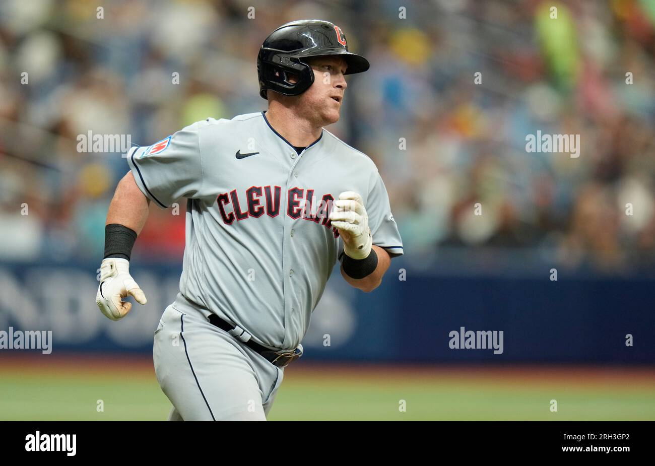 Cleveland Guardians' Kole Calhoun singles off Tampa Bay Rays starting ...