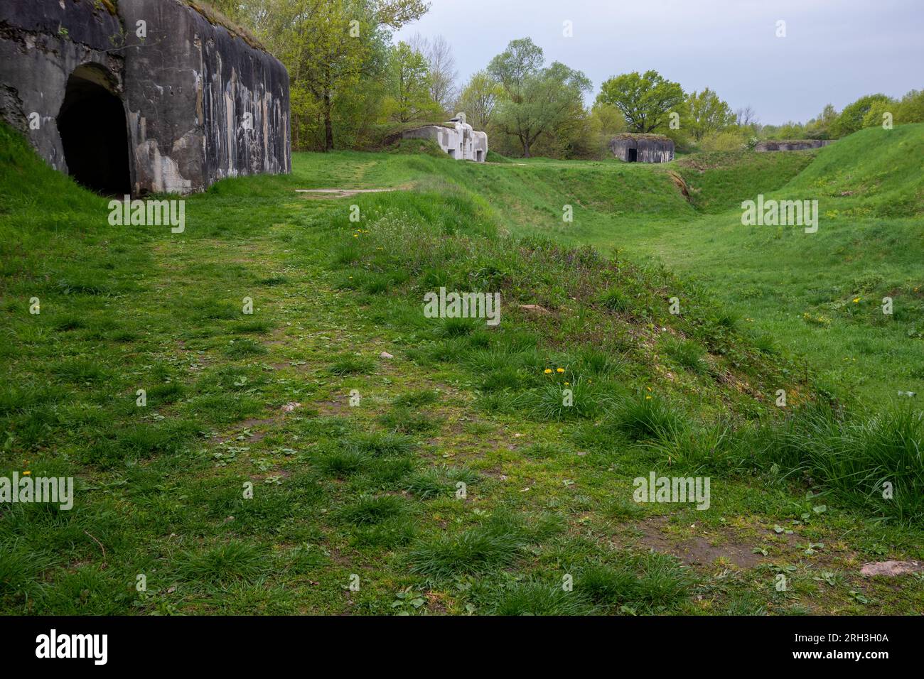 Brest, Belarus - April 30, 2023: Pillboxes of a complex of ...