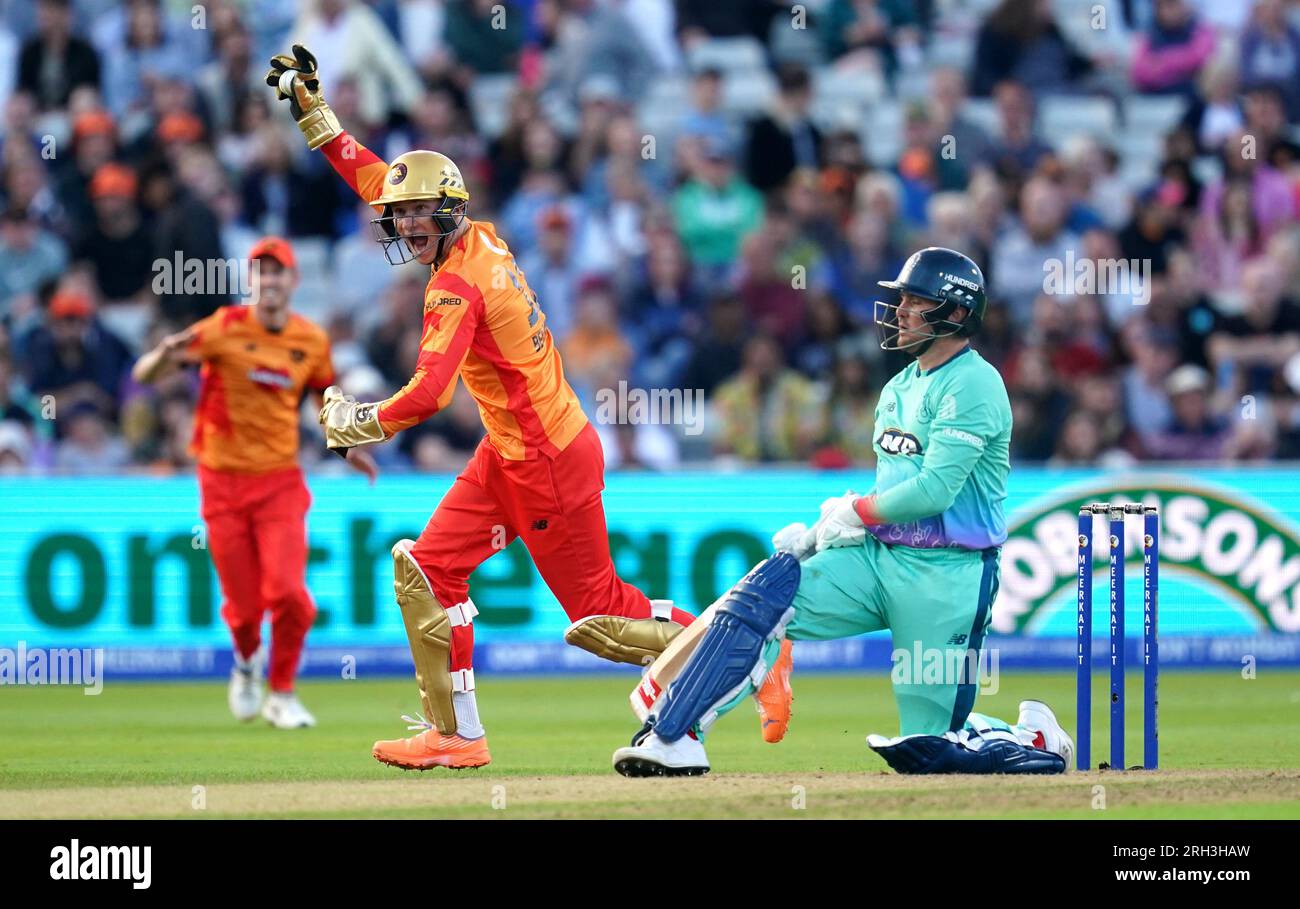 Birmingham Phoenix's Chris Benjamin (left) celebrates catching out Oval ...