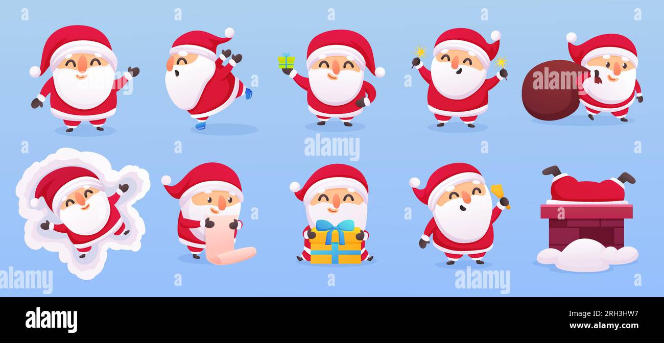 Cartoon santa claus, happy smiling santas collection. Christmas ...