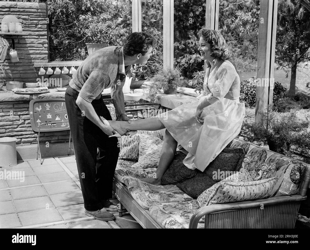 John Saxon, Jill St. John, on-set of the Film, "Summer Love", Universal ...