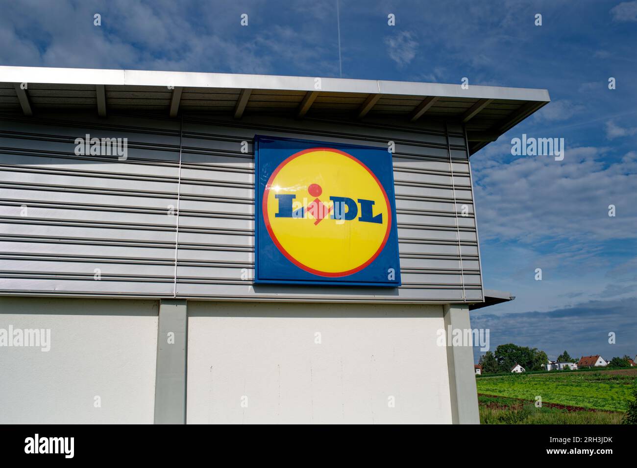 Symbolic retail trade, large logo of the discounter Lidl Stock Photo ...