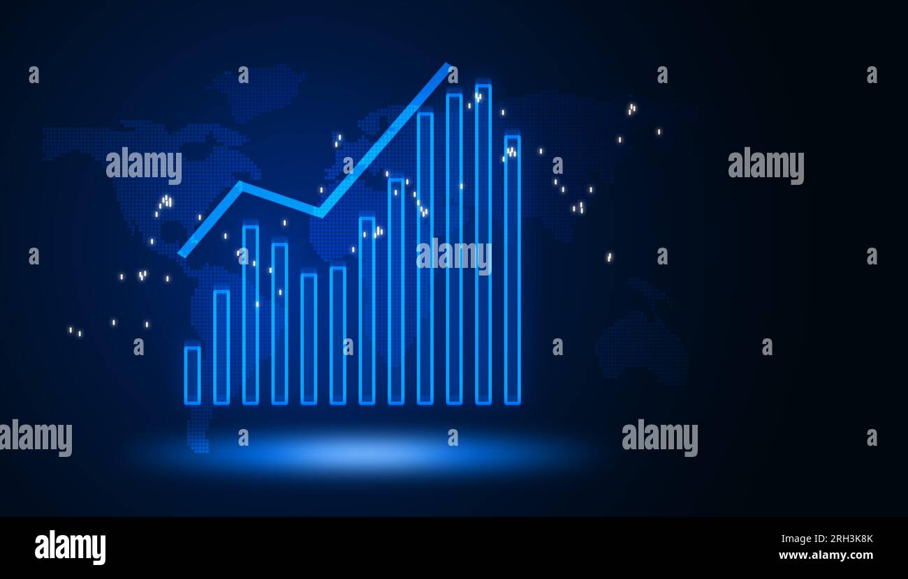 Financial chart with growing indicators, growth dynamics in business ...