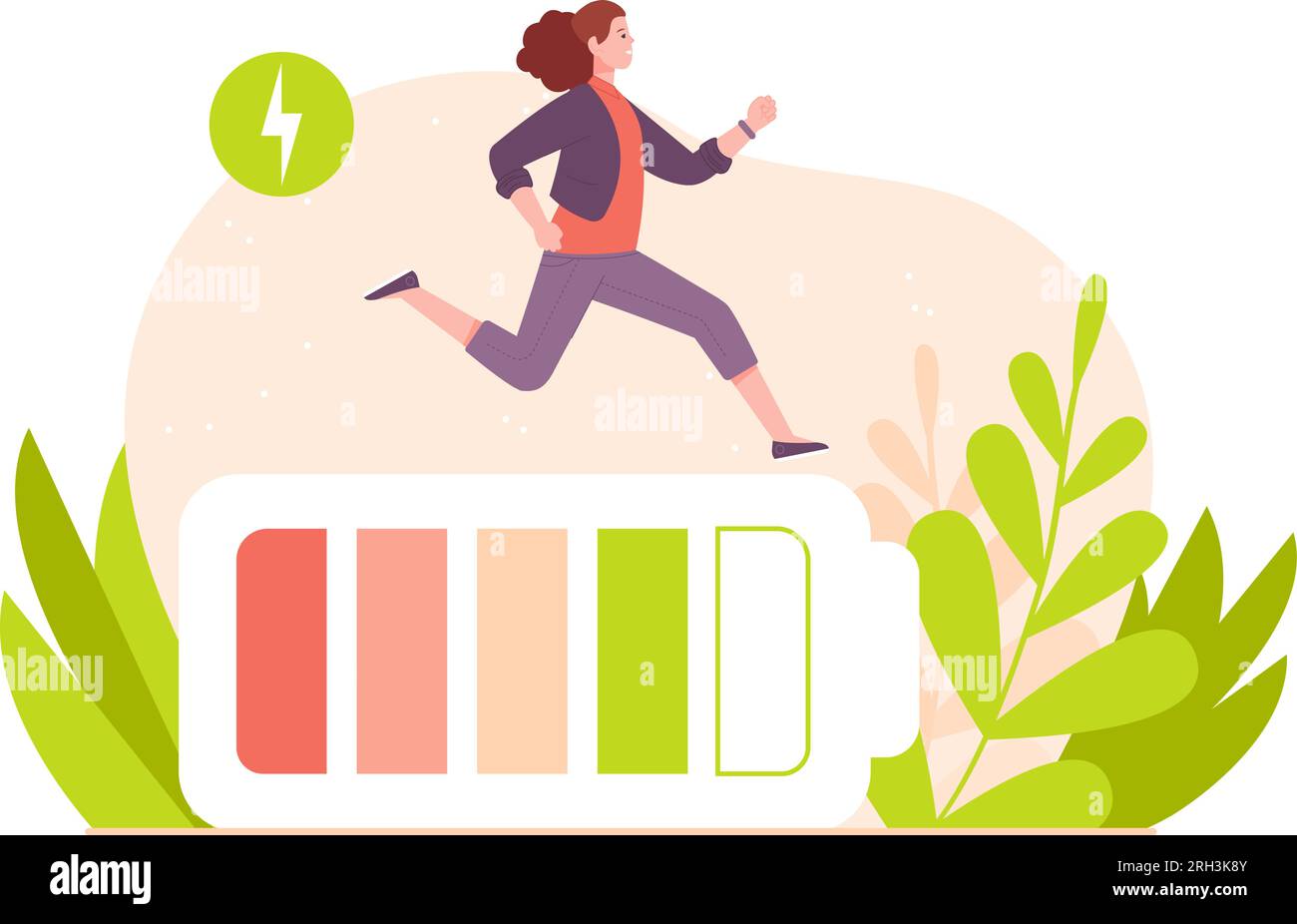 Vital energy charge. Active girl activate recharging vitality battery ...