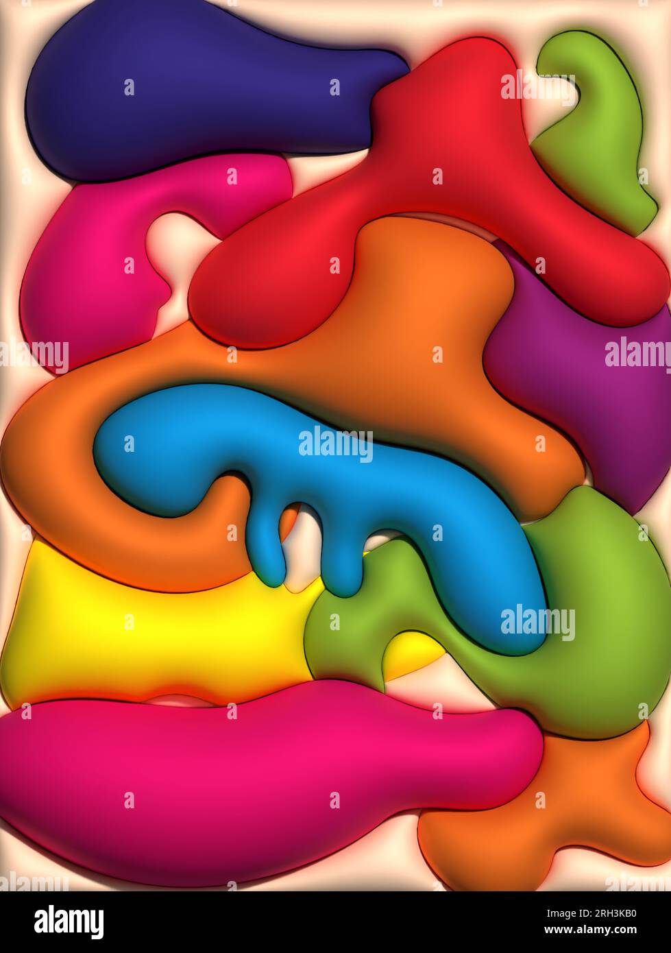 Abstract background with various inflated figures, 3D rendering ...