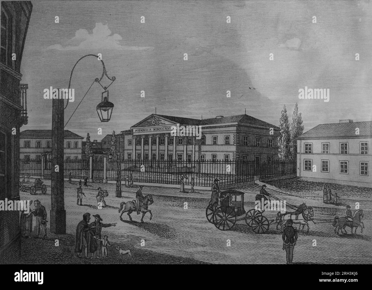 Antique picture - Street scenery of Walsaw, Poland Stock Photo - Alamy