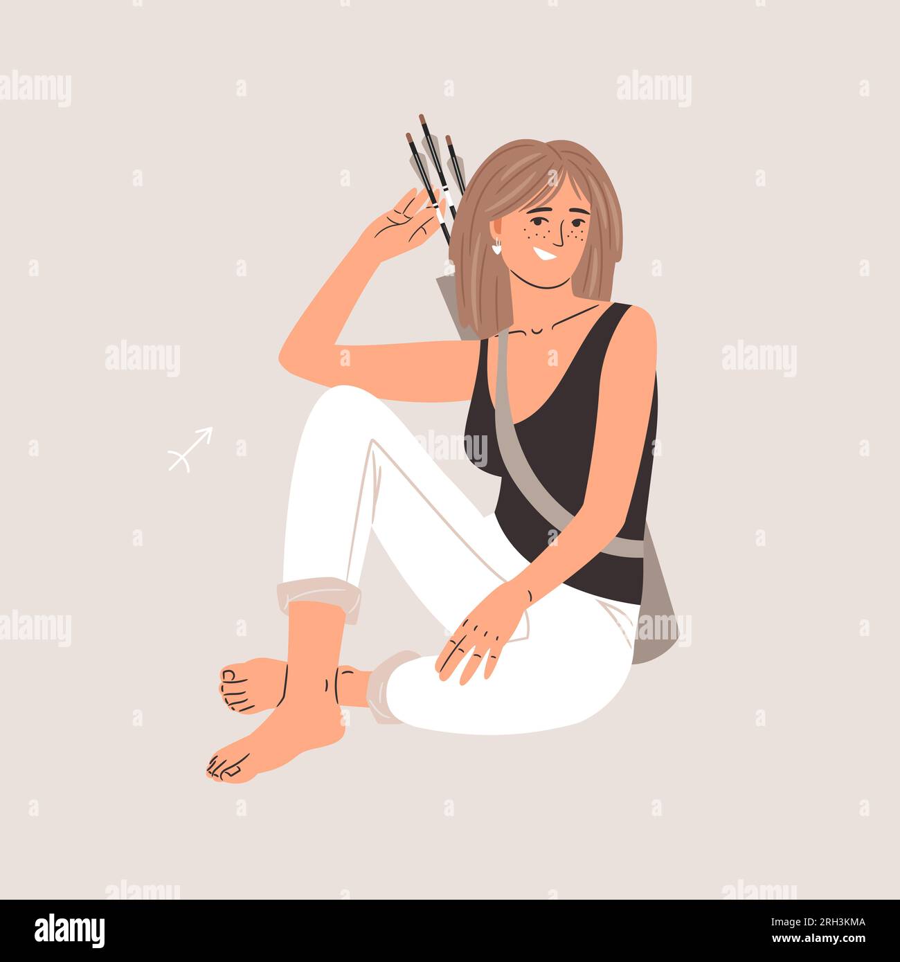 Zodiac sign Sagittarius with beautiful woman and arrows, horoscope ...