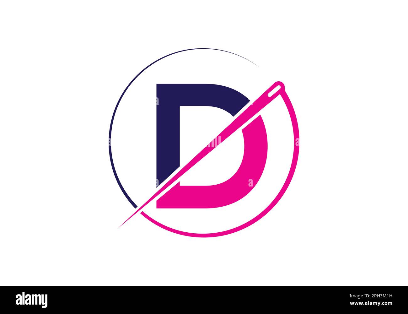 Initial Letter D With Tailor Logo, Needle and Thread Combination for ...