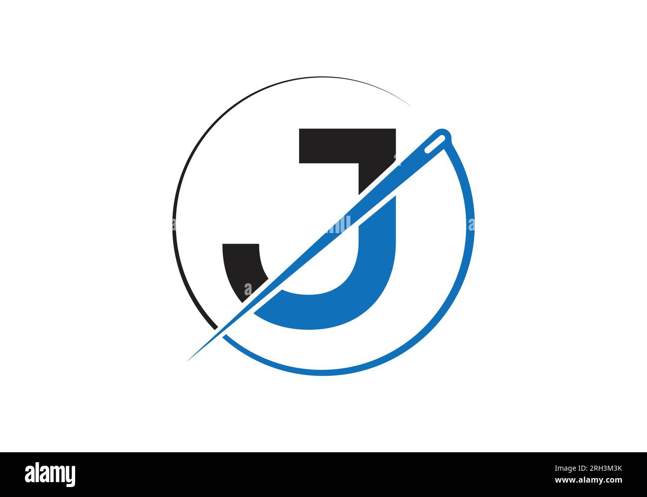 Initial Letter J With Tailor Logo, Needle and Thread Combination for ...