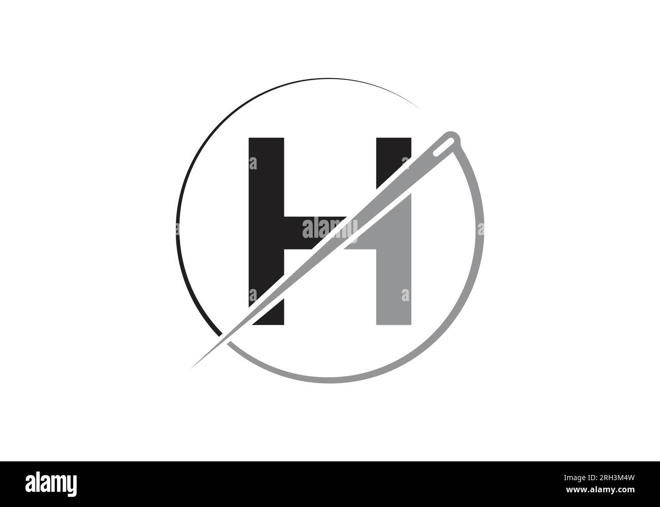Initial Letter H With Tailor Logo, Needle and Thread Combination for ...