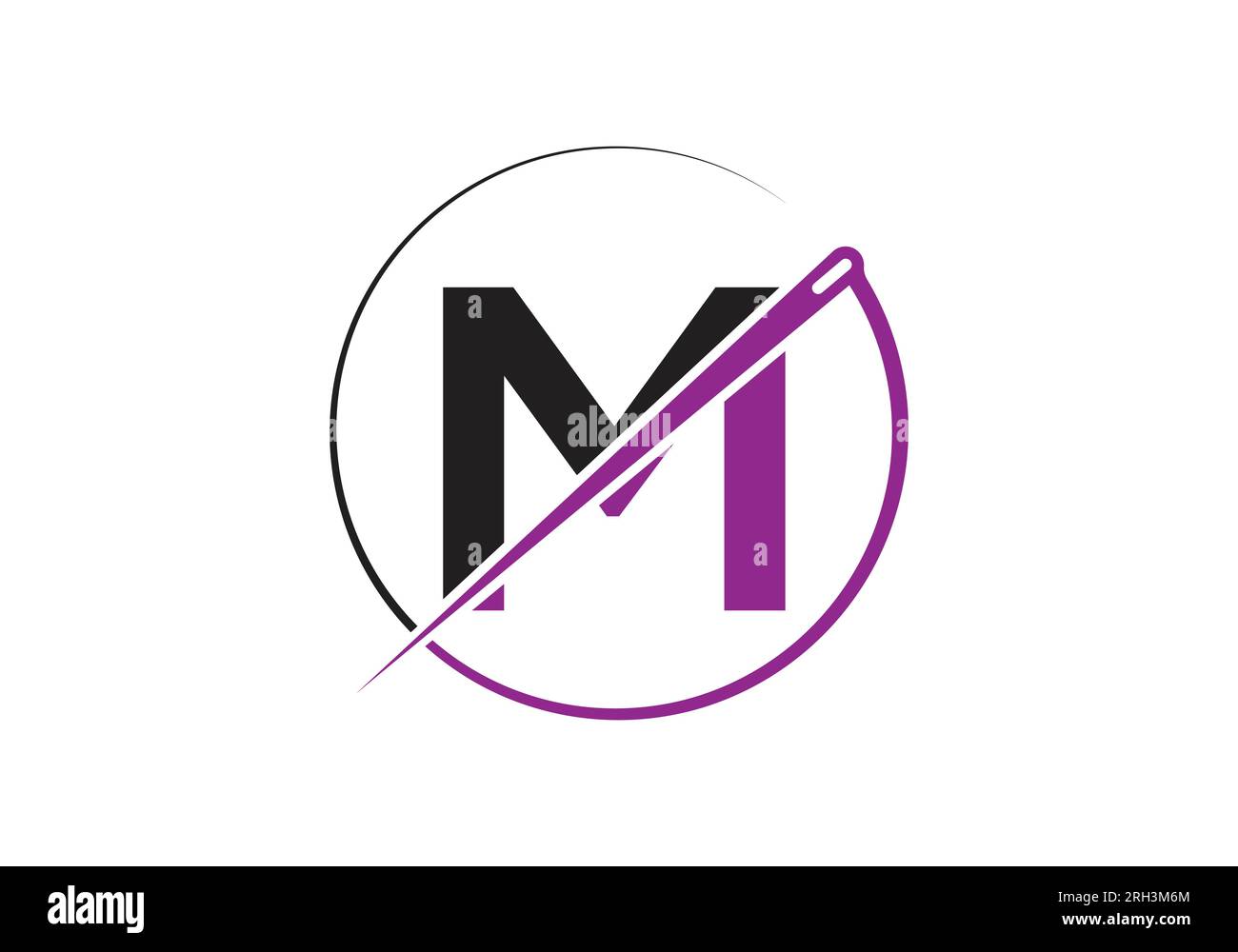 Initial Letter M With Tailor Logo, Needle and Thread Combination for ...