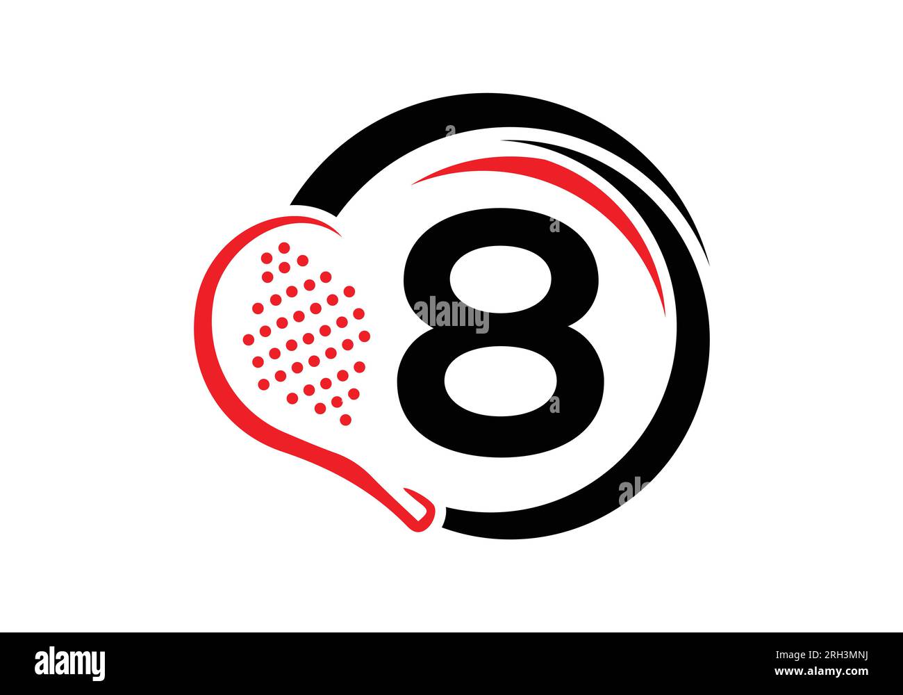 Letter 8 Padel Racket Logo Design Vector Template. Beach Table Tennis ...