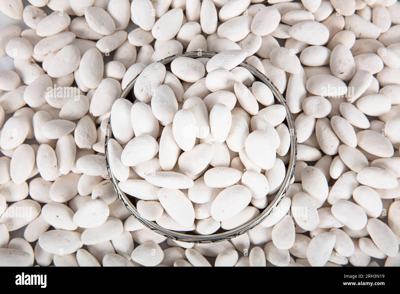 Mardin almond candy. Turkish Badem Sekeri, almond, top view of almond ...