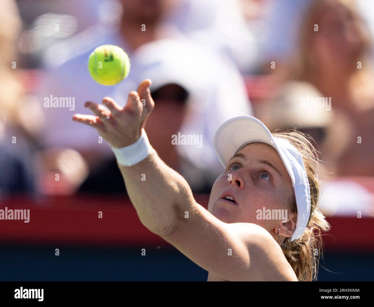 Montreal, Canada. 13th Aug, 2023. Liudmila Samsonova of Russia, serves ...
