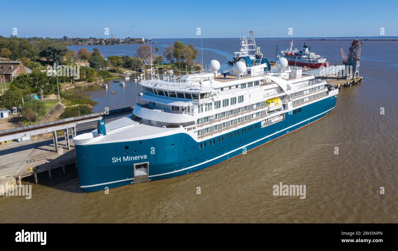 Expedition ship SH MINERVA moored alongside in port of Fray Bentos ...