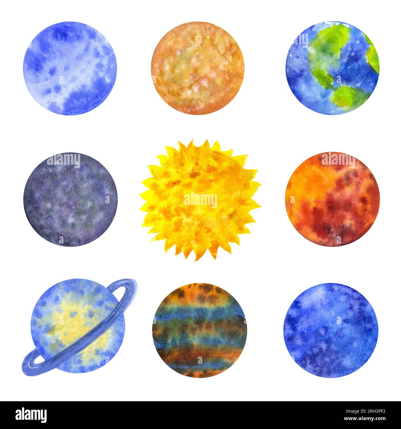 Planets of the solar system. Mercury Venus Earth Mars Jupiter Saturn ...