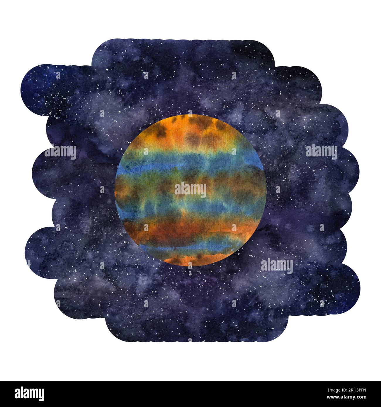 Jupiter planet solar system. Cosmos space clipart . Hand draw ...