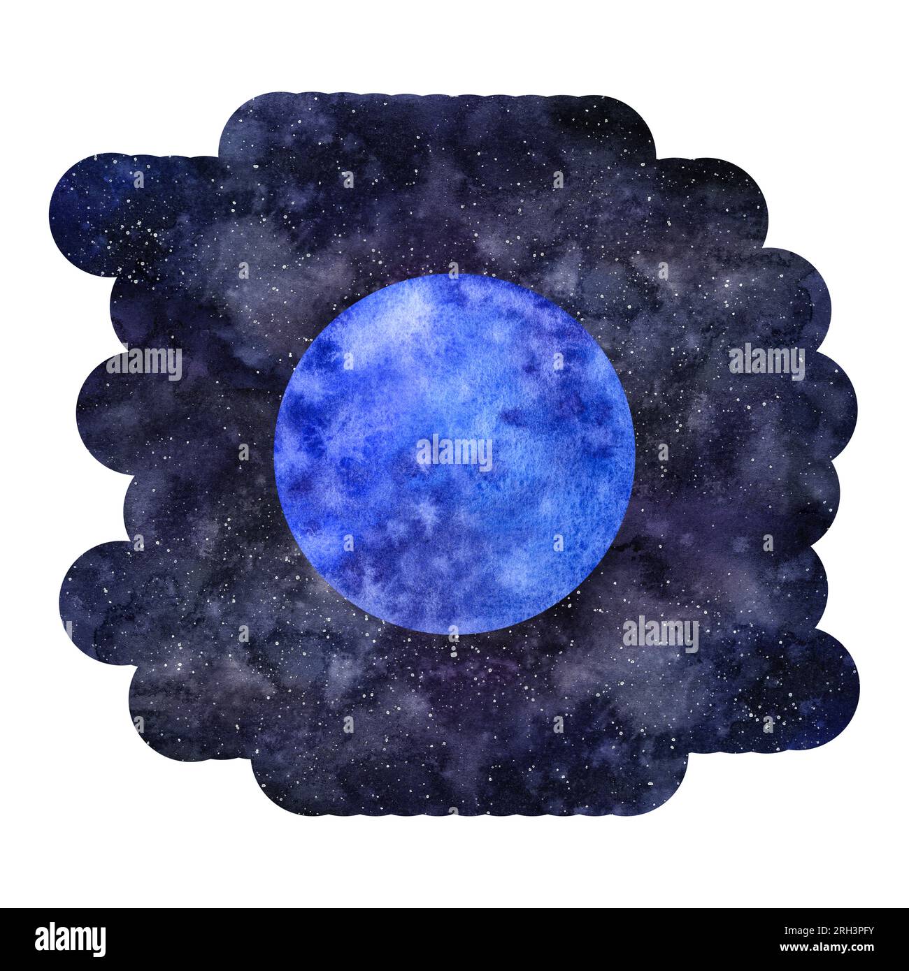 Uranus planet solar system. Cosmos space clipart . Hand draw watercolor ...