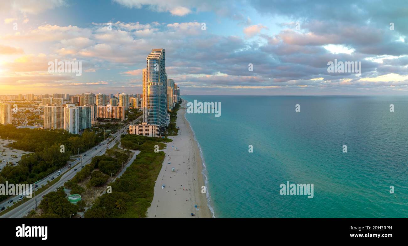 Expensive highrise hotels and condos over sandy beachfront on Atlantic ...