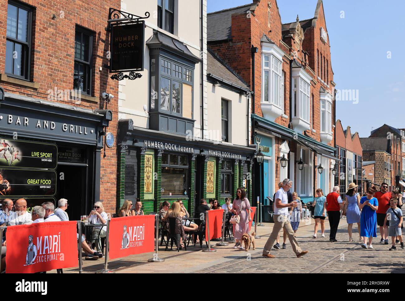Trendy bars on Humber Dock Street in Hull, South Yorkshire, UK Stock ...