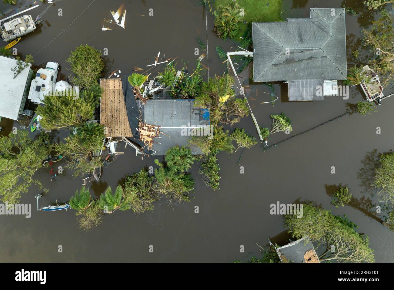 Heavy flood with high water surrounding residential houses after ...