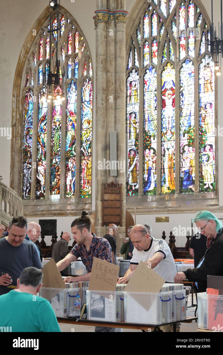 Record fair in the nave of Hull Minster, formerly Holy Trinity, in East ...