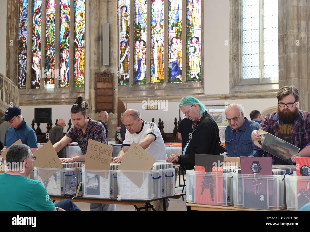 Record fair in the nave of Hull Minster, formerly Holy Trinity, in East ...