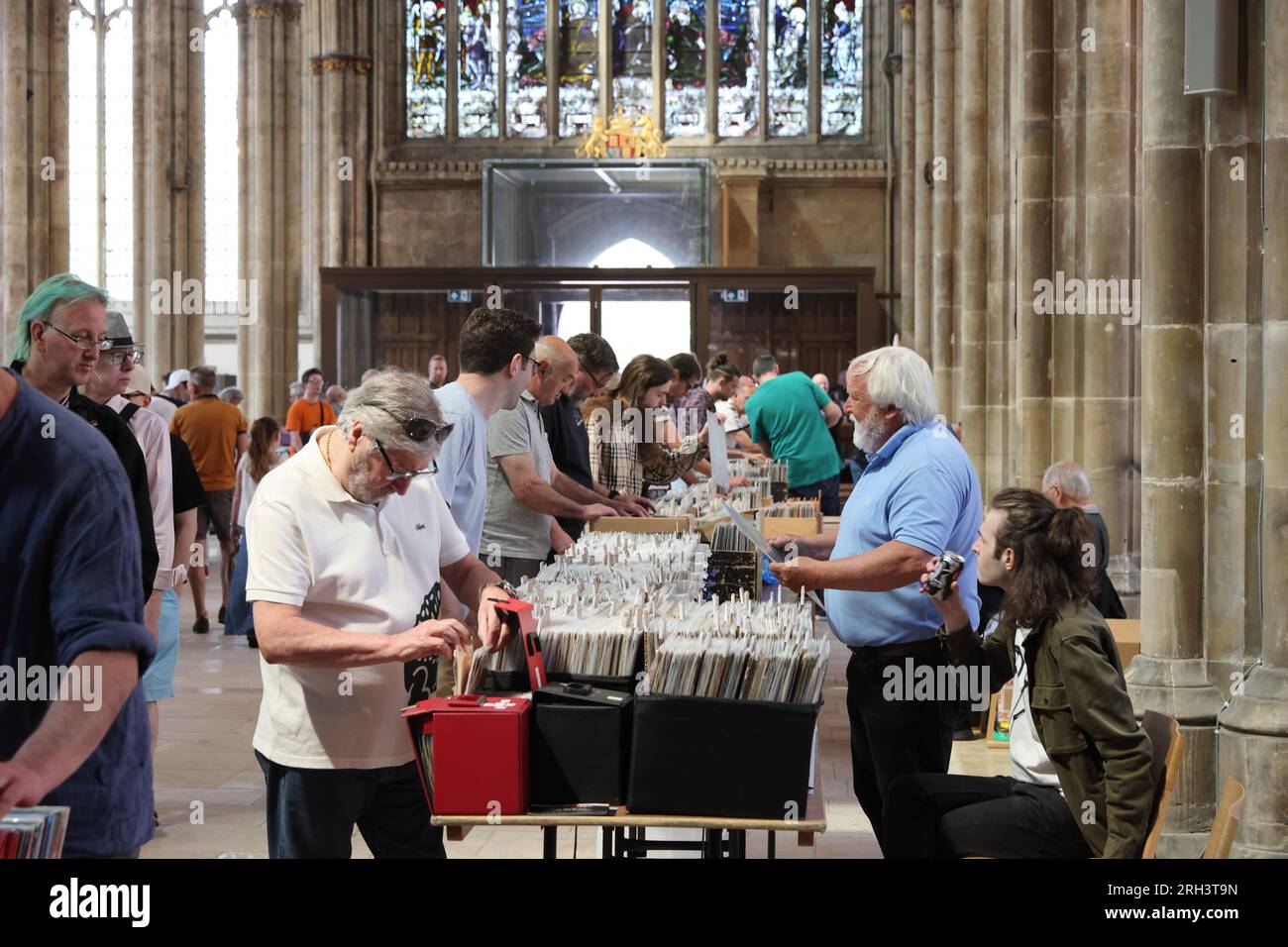 Record fair in the nave of Hull Minster, formerly Holy Trinity, in East ...