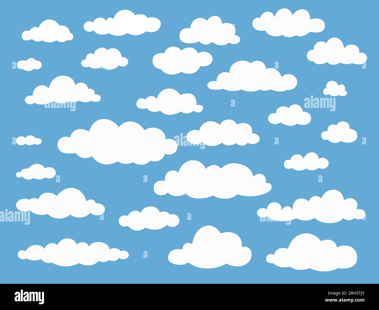 Cartoon cumulus clouds. White heaven fluffy bubbles. Rounded shape ...