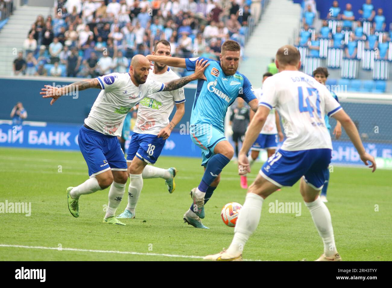 Saint Petersburg, Russia, 13 august 2023: Football. Russian Premier League 2023-2024. Zenit FC ...