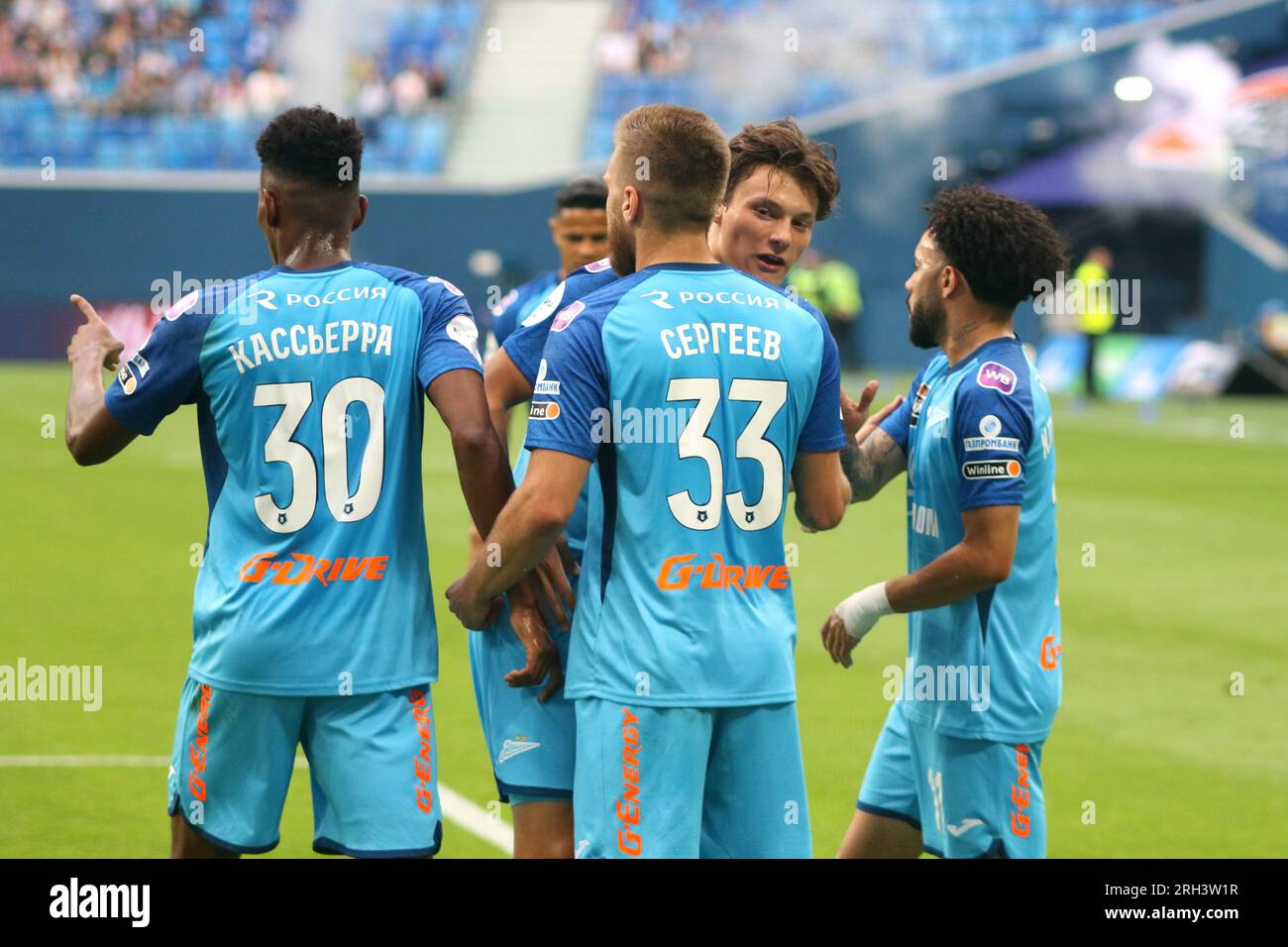 Saint Petersburg, Russia, 13 august 2023: Football. Russian Premier League 2023-2024. Zenit FC ...