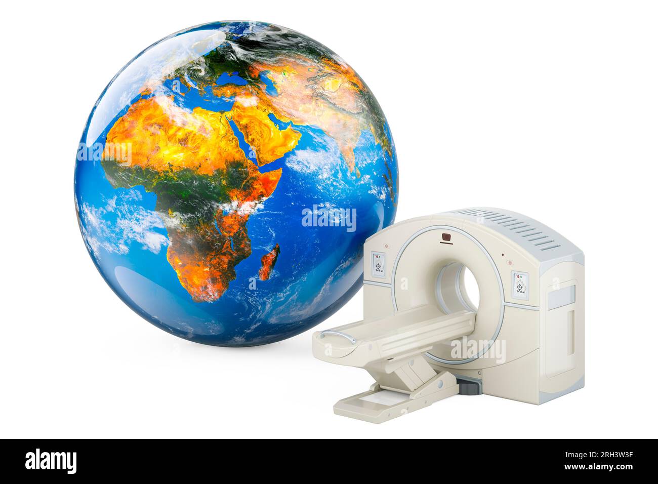 PET or MRI Machine with Earth Globe, 3D rendering isolated on white ...
