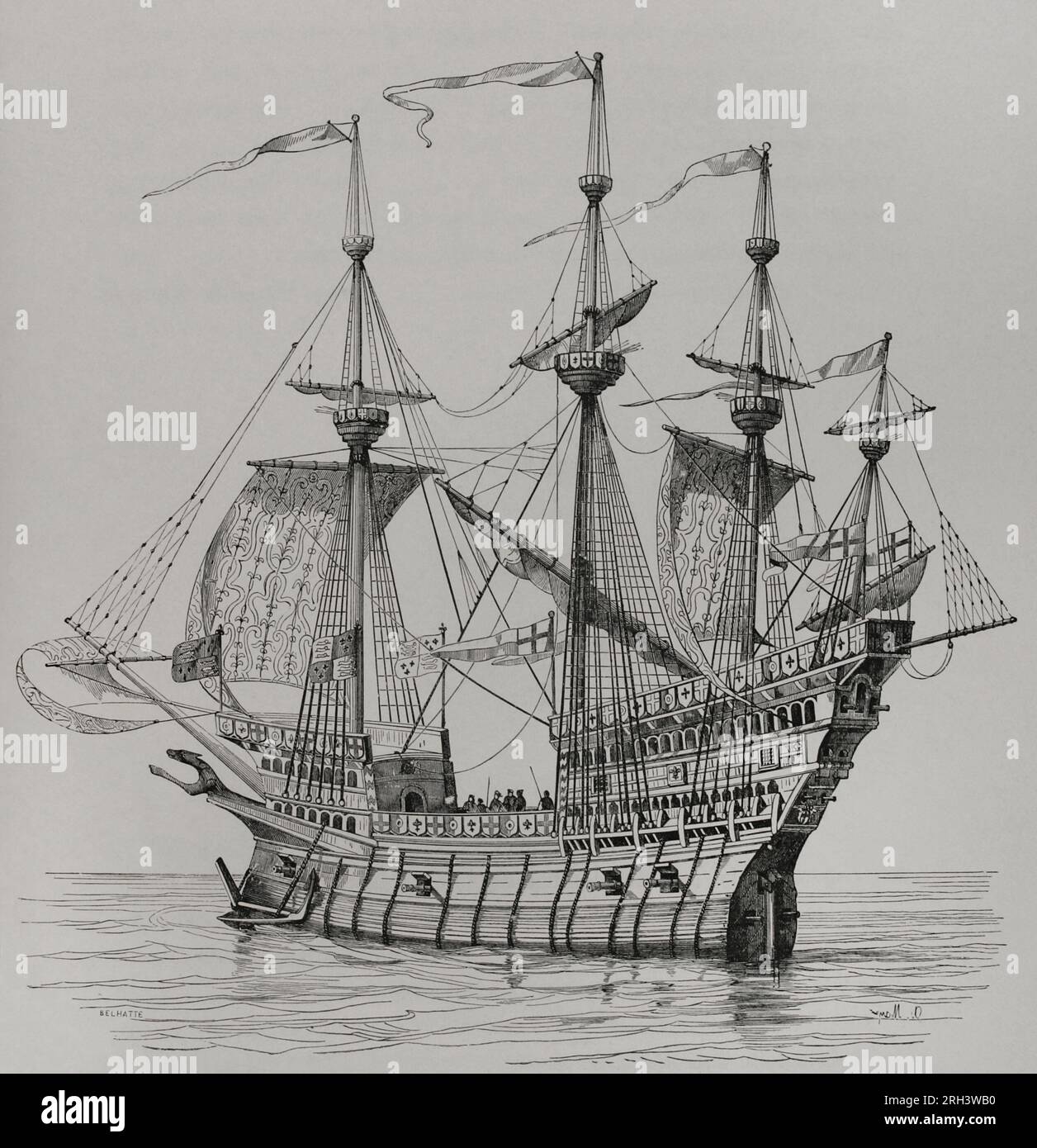 War ship which carried King Henry VIII (1491-1547) from Dover, (England ...