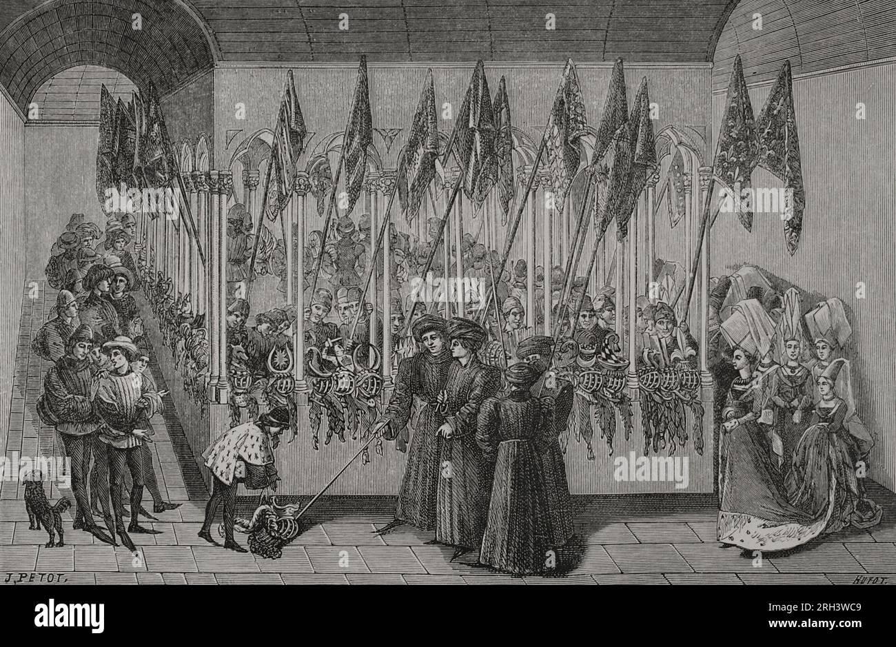 Tournaments. The standards and helmets are kept in a cloister. The ...
