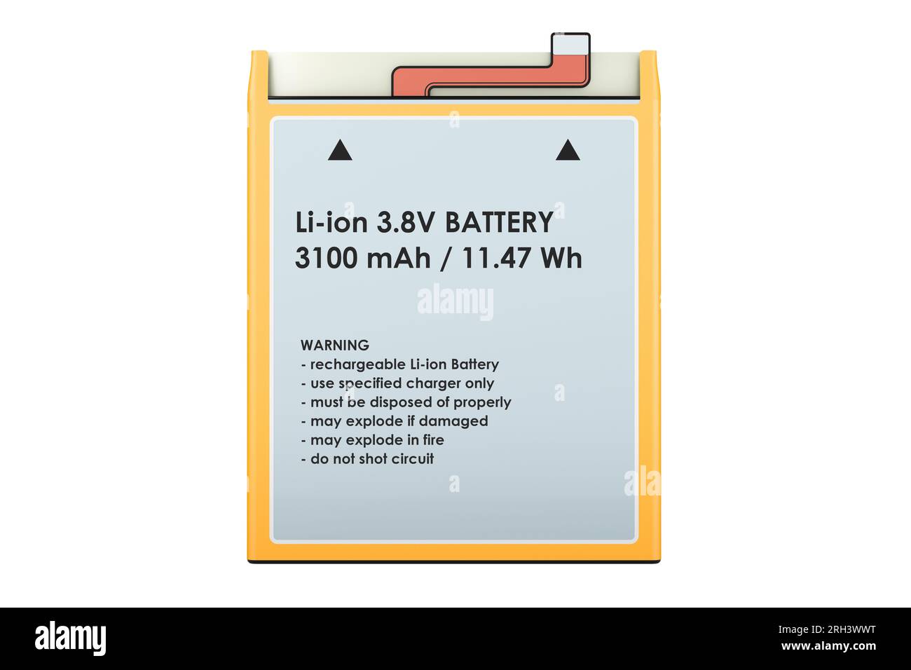 Lithium Ion Cell Phone Battery, 3D rendering isolated on white ...