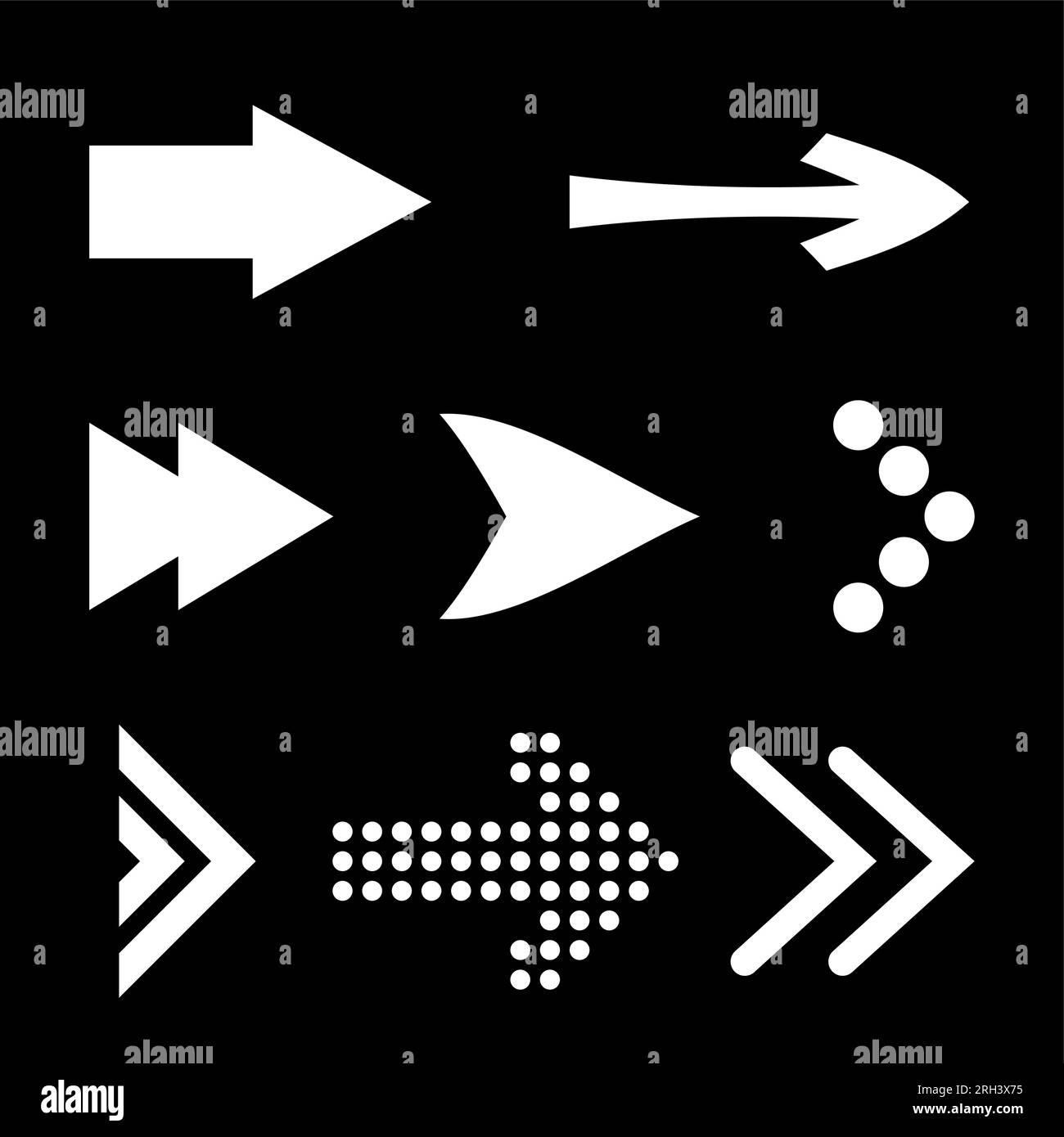 Icon Set of Flat Arrows. Isolated White Arrow Icon Collection for Back ...