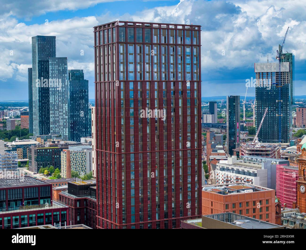 Aerial view of Manchester downtown and skyline development ...