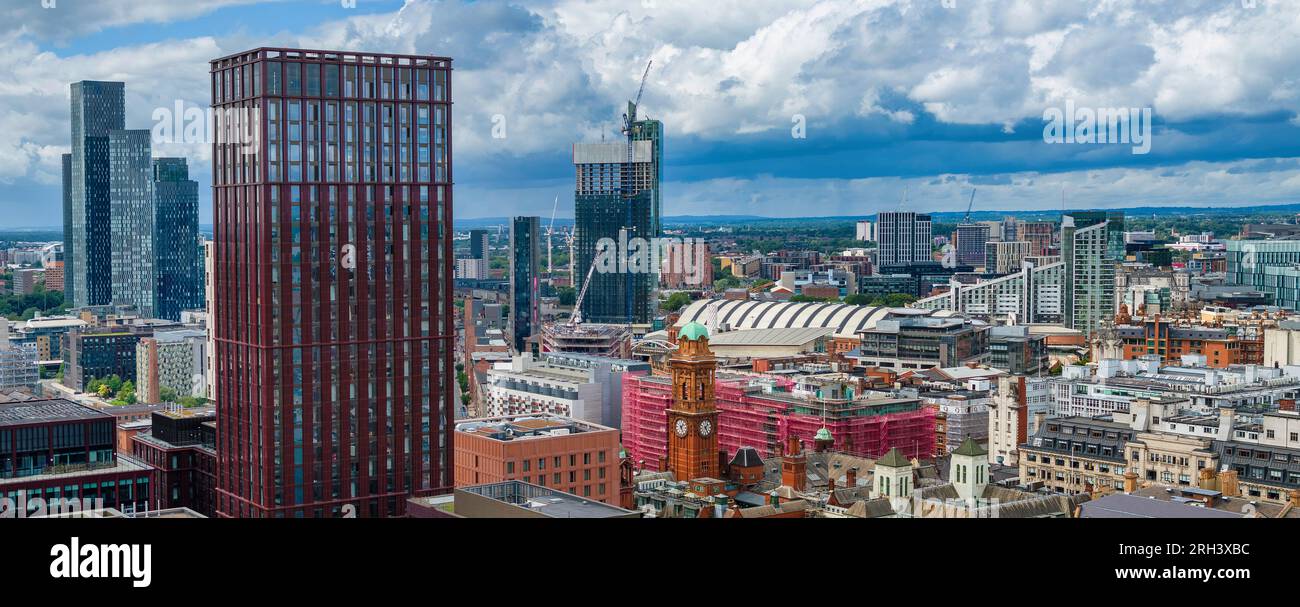 Aerial view of Manchester downtown and skyline development ...