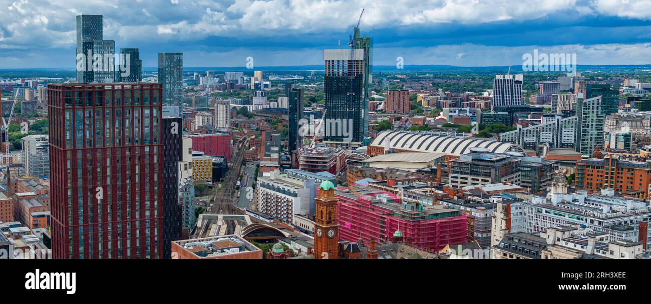 Aerial view of Manchester downtown and skyline development ...