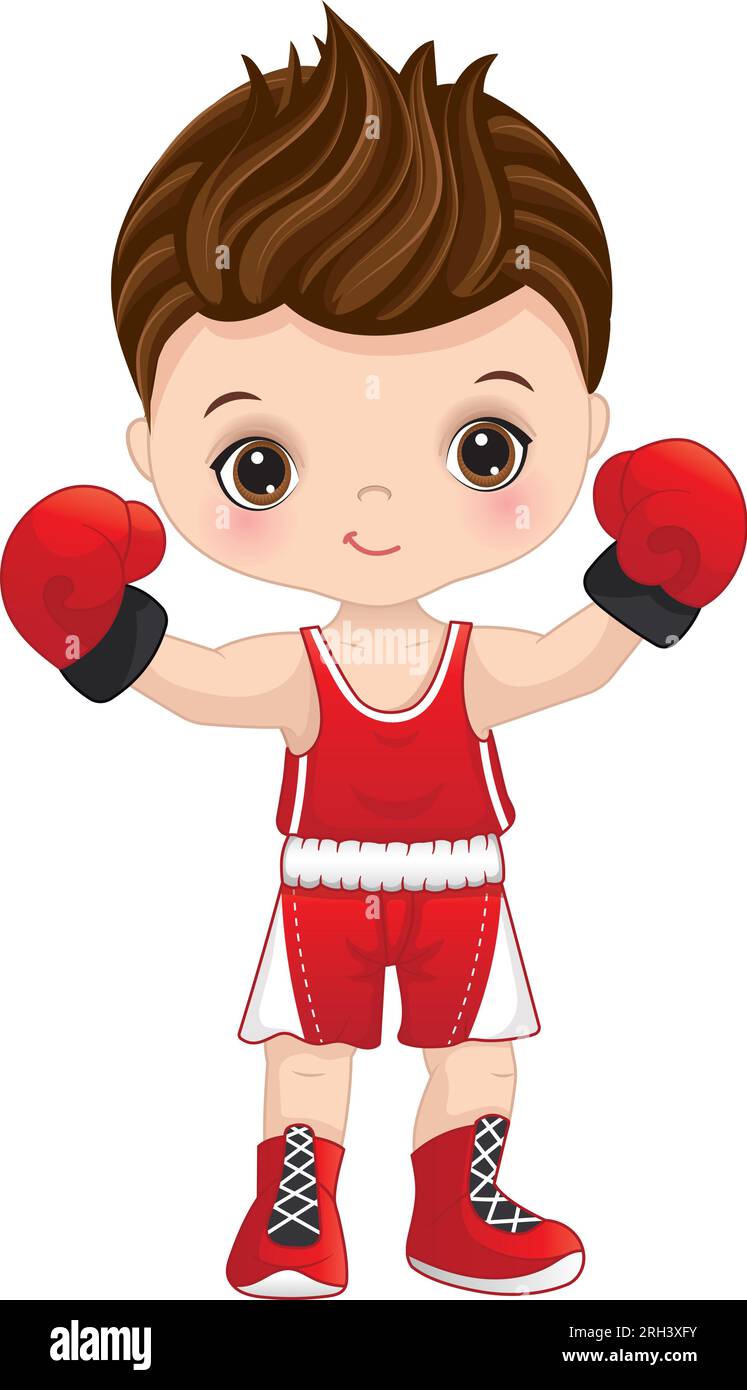 Vector Cartoon Image of Cute Boy Boxing Stock Vector Image & Art - Alamy