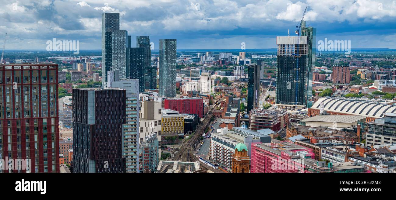 Aerial view of Manchester downtown and skyline development ...