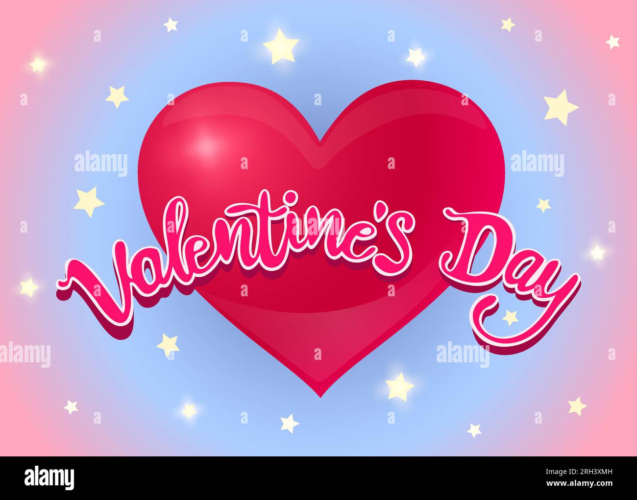 Vector heart and hand drawing lettering on pink abstract background ...