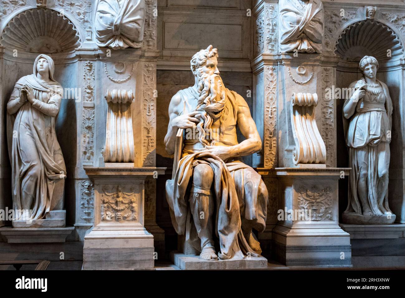 Michelangelo's Moses with the statues surrounding him in San Pietro in ...