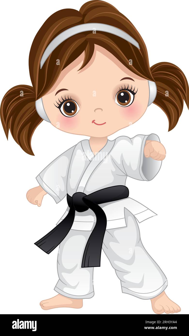 Vector Cartoon Image of Girl Practicing Karate Stock Vector Image & Art ...