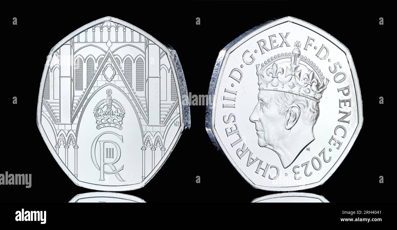 The new 50p coin to celebrate the coronation of King Charles III that took place on 6th May 2023 ...