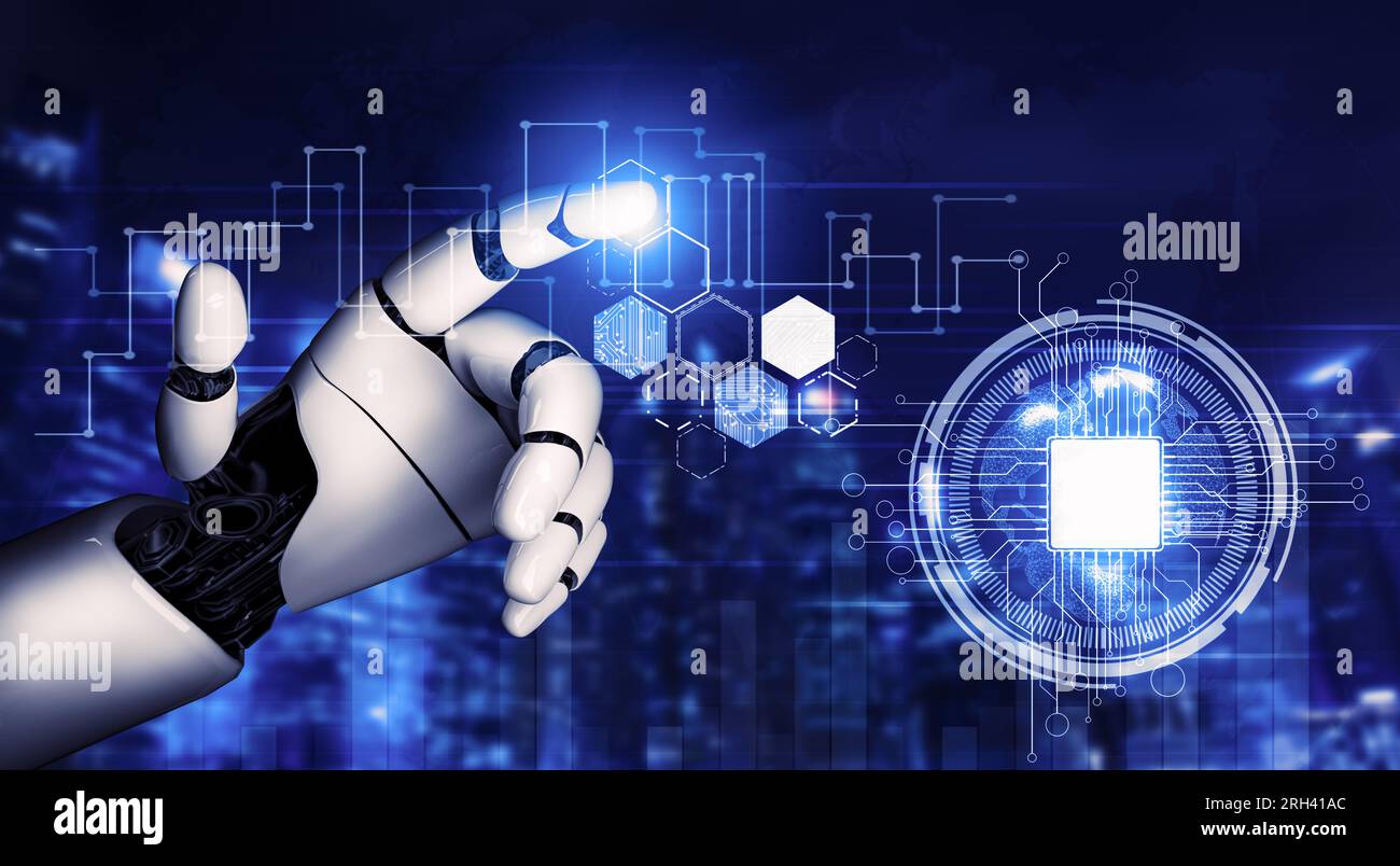 3D Rendering Futuristic robot technology development, artificial intelligence AI, and machine ...