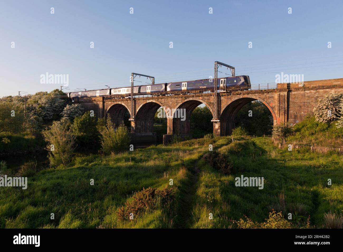 Scotrail class 380 electric train crossing Garnock Longford viaduct on ...