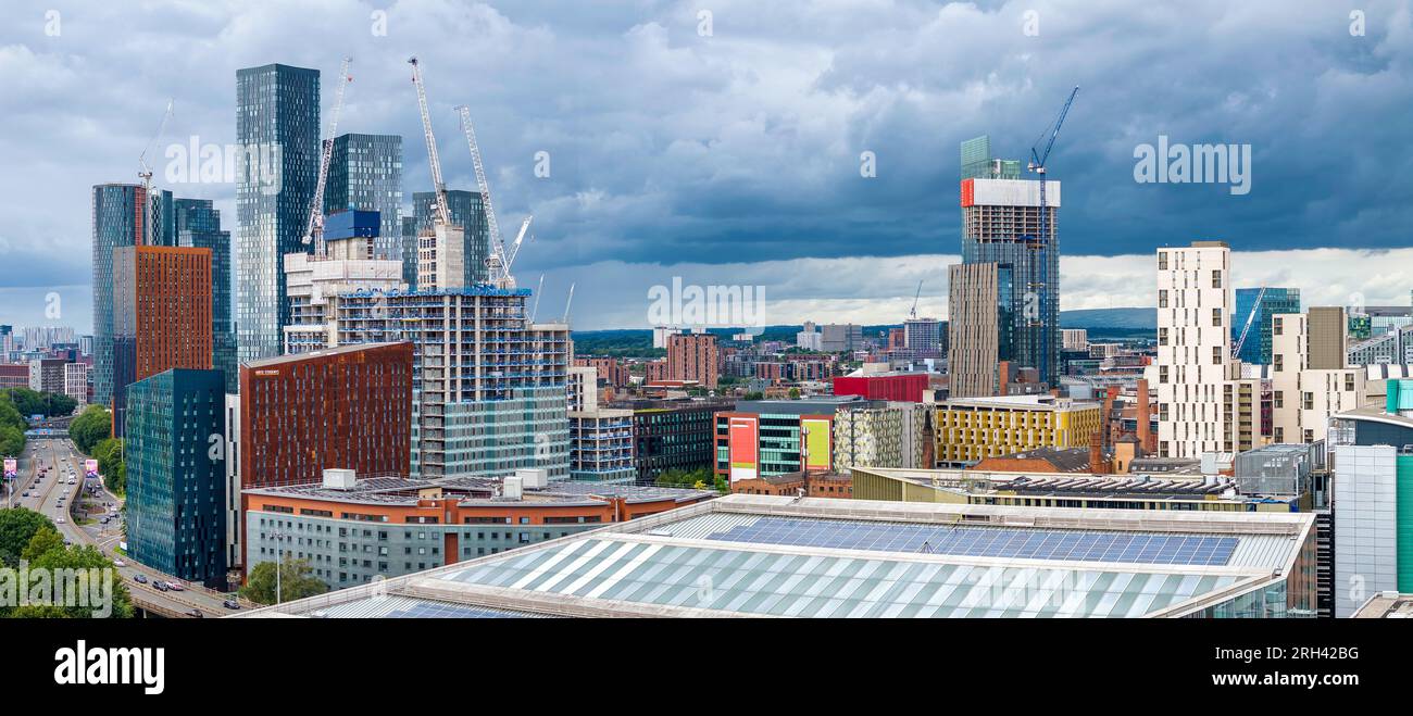 Aerial view of Manchester downtown and skyline development ...