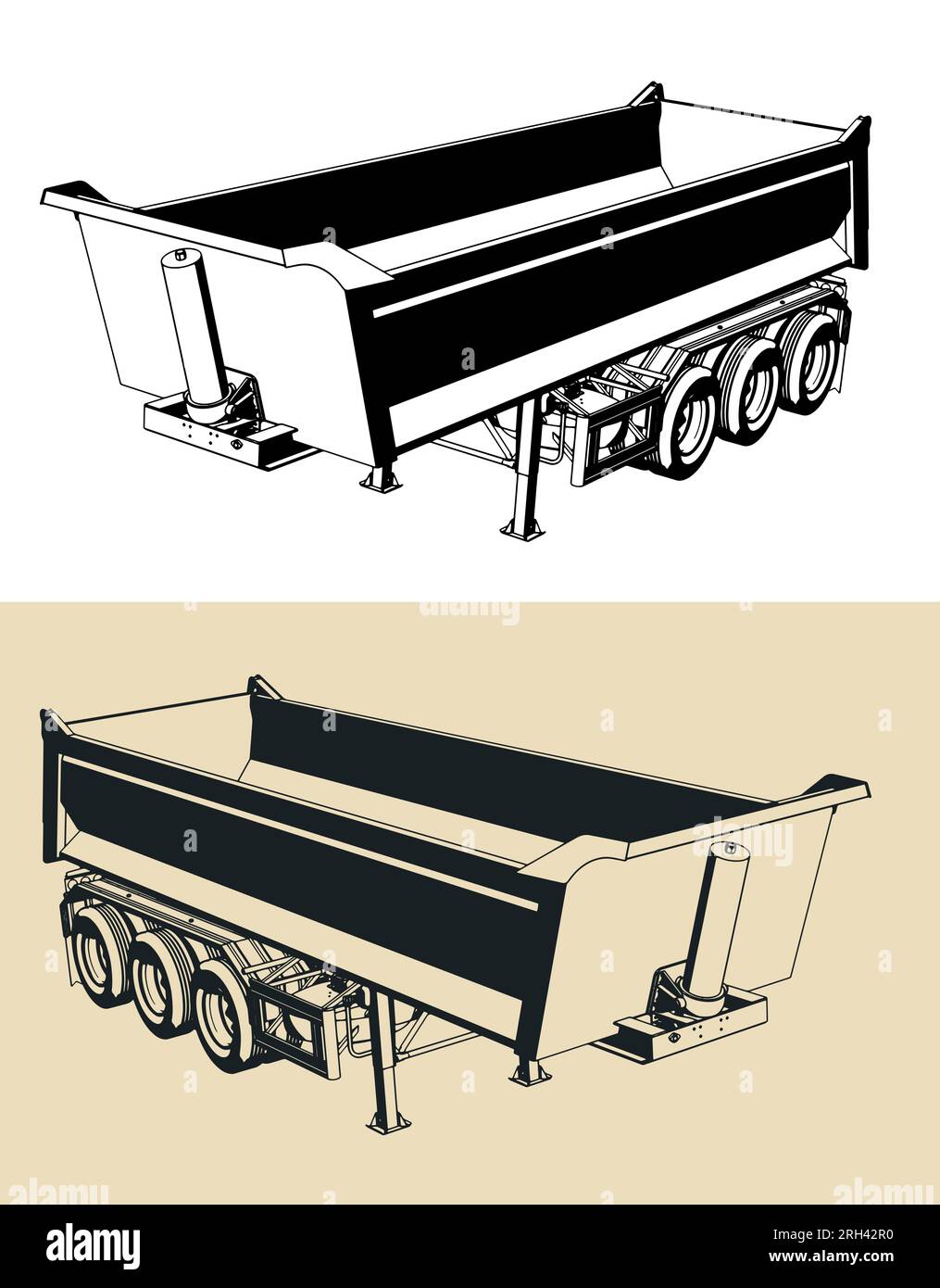 Stylized vector illustrations of tipper semi trailer Stock Vector Image ...